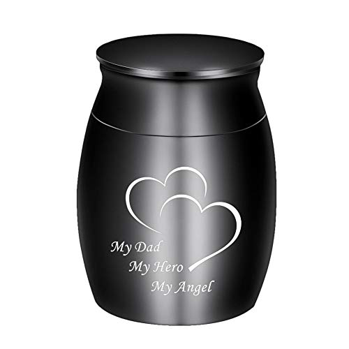 Small Keepsake Urns for Human Ashes Mini Cremation Urns for Ashes Stainless Steel Small Memorial Ashes Holder - My Dad My Hero My Angel