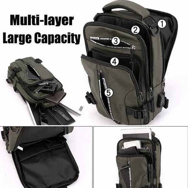Anti-theft Waterproof Crossbody Bag,Multifunctional Waterproof Large Capacity Fashion Leisure Men's Backpack (Blue)