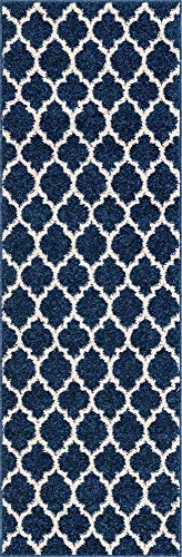 Unique Loom Trellis Collection Modern Morroccan Inspired with Lattice Design Area Rug, Runner 2' 0" x 6' 1", Dark Blue/Navy Blue