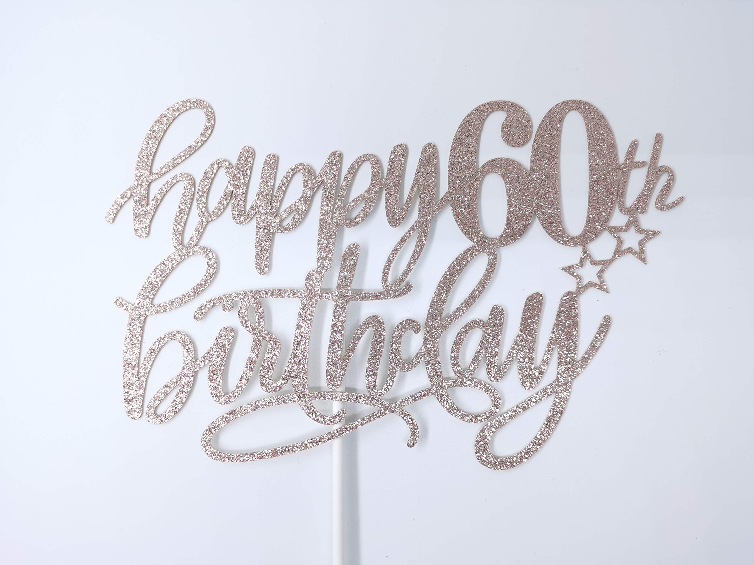 Happy 60th Birthday Cake Topper Rose Gold Glitter, 60th Anniversary Cake Topper 60 Birthday Cake Topper Rose Gold 60th Birthday Cake Decorations for Women