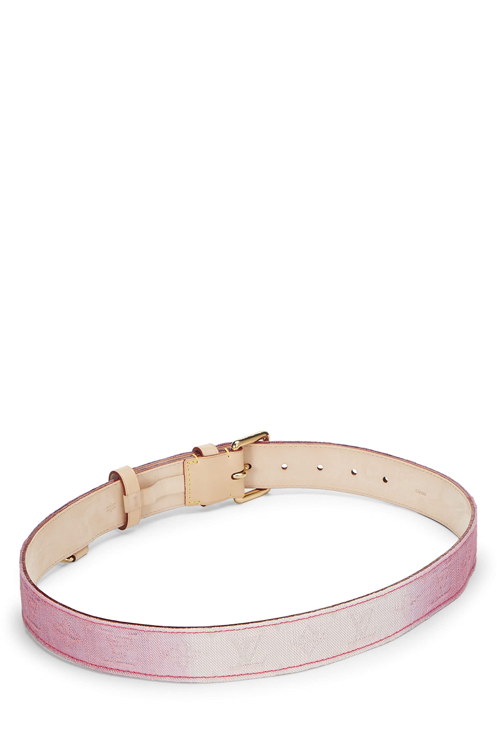 Louis Vuitton, Pre-Loved Pink Ombré Monogram Denim Sunshine Belt 80, Pink