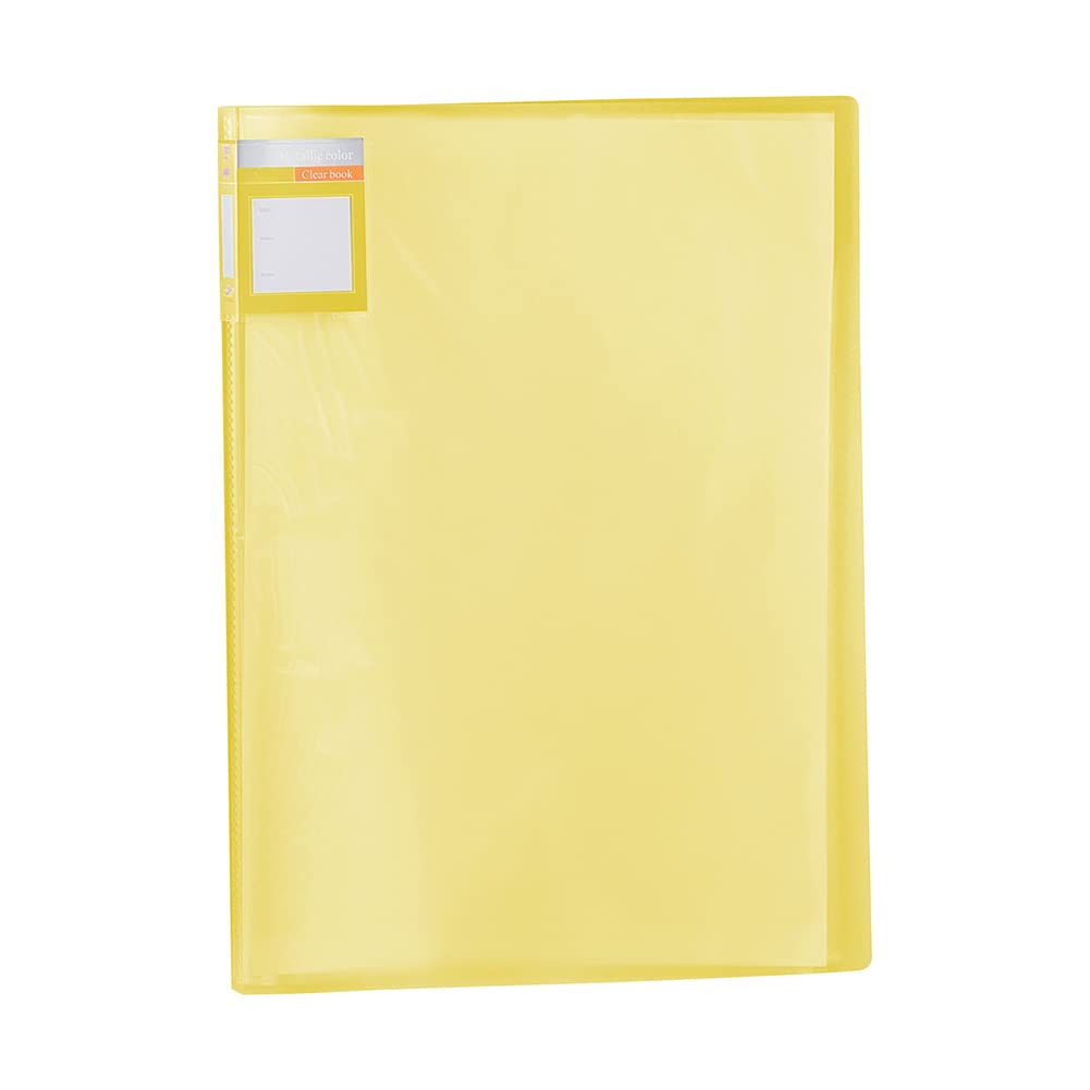 Puovez A4 Presentation Book Binder with Plastic Sleeves,Portfolio Clear Book Binder with 40 Pocket Clear Sleeves Protectors,A4 Display Book for School, Office,Business(Yellow)