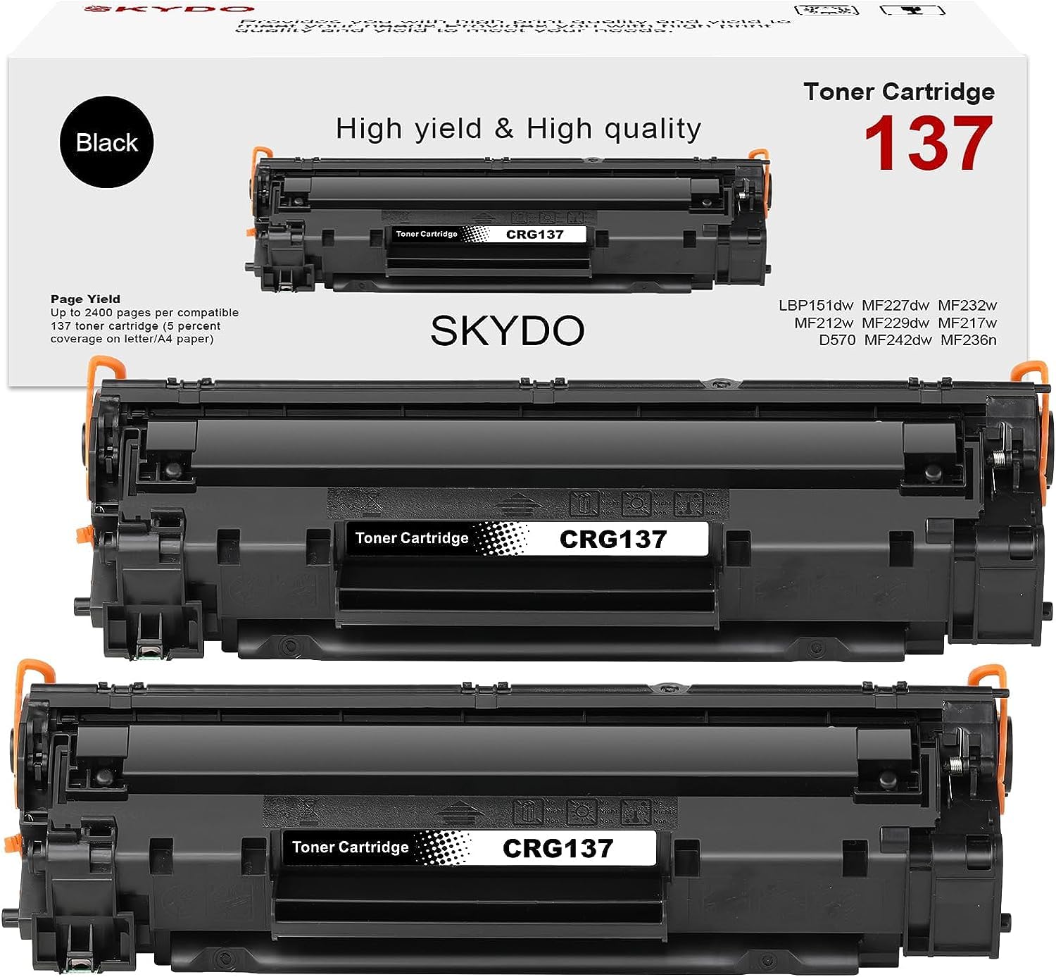 137 Toner Cartridge Replacement for Canon 137 CRG137 for Canon ImageClass MF236n D570 MF212w LBP151dw MF232w MF242dw MF247dw MF216n MF217w MF227dw MF229dw MF244dw MF249dw Printer (2 Packs, Black)