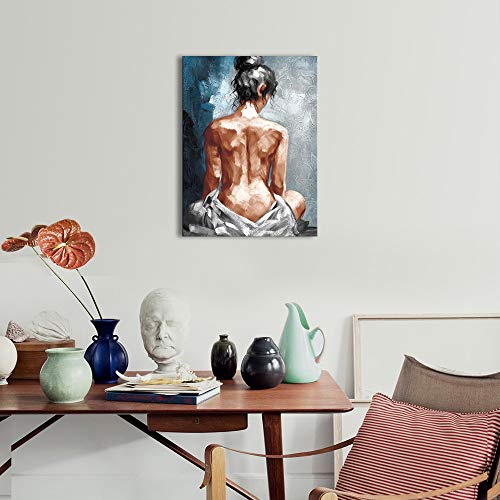Wall Art for Bathroom Bedroom Decor Abstract Nude Woman Black and Blue Framed Wall Art