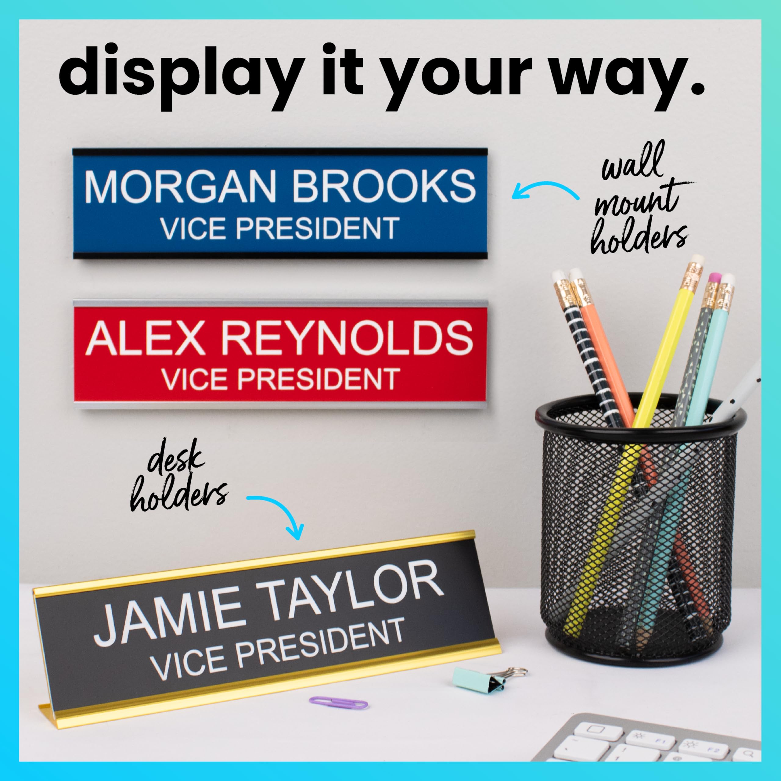 2" x 8" Custom Engraved Name Plate with Square Corners