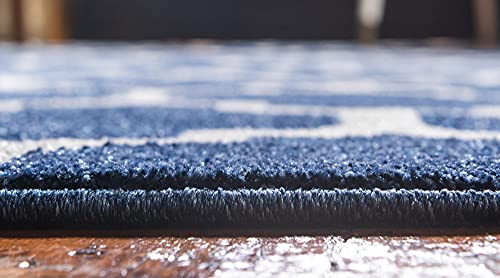 Unique Loom Trellis Collection Modern Morroccan Inspired with Lattice Design Area Rug, Runner 2' 0" x 6' 1", Dark Blue/Navy Blue
