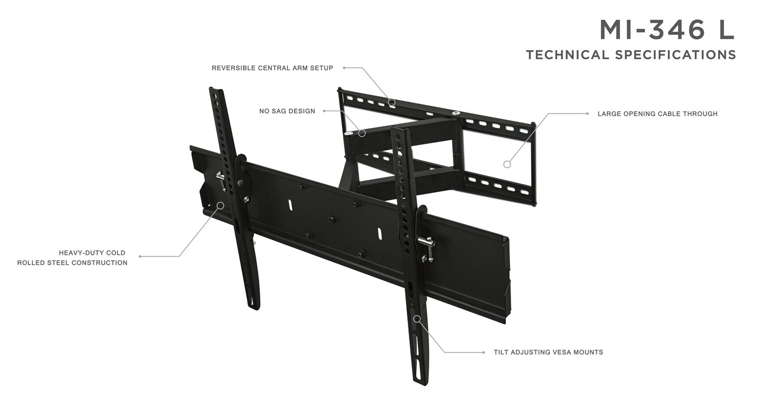 Mount-It! Full Motion TV Wall Mount with 17.3" Extending Swivel Arm | VESA Compatible 400x400 and 600x400, Fits 32 35 40 45 50 55 60 65 Inch | 110 Lbs Capacity