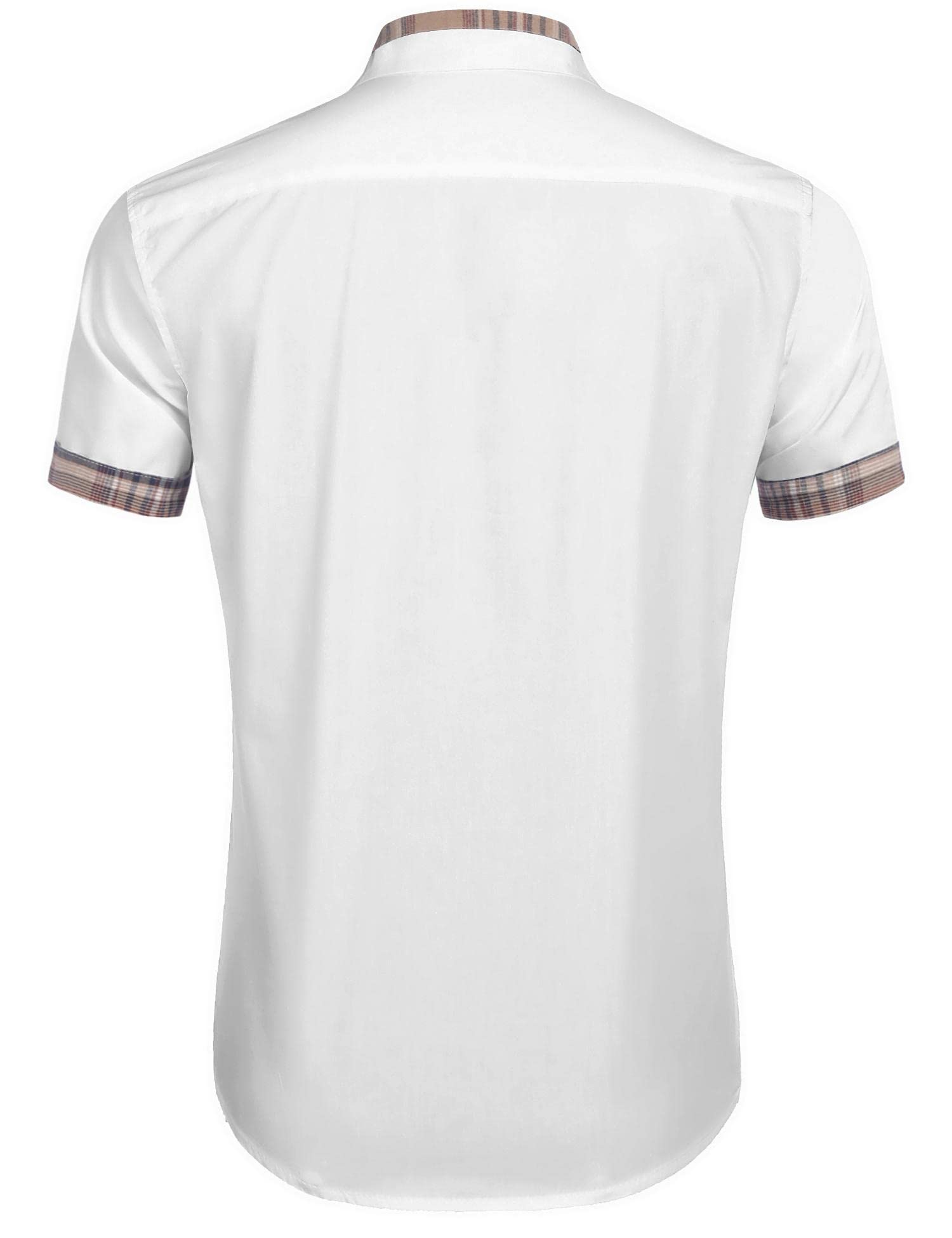 COOFANDY Men's Slim Fit Dress Shirt Short Sleeve Business Casual Shirts White