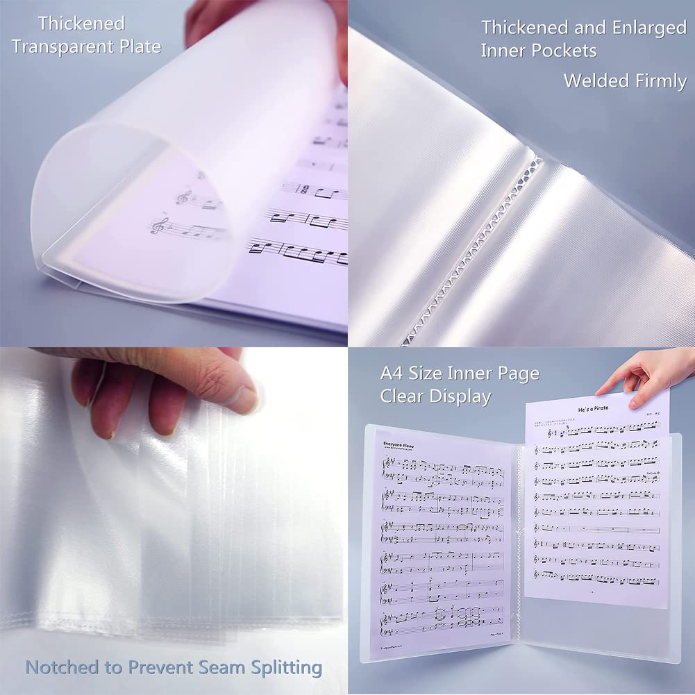 Puovez A4 Presentation Book Binder with Plastic Sleeves,Portfolio Clear Book Binder with 40 Pocket Clear Sleeves Protectors,A4 Display Book for School, Office,Business(Yellow)