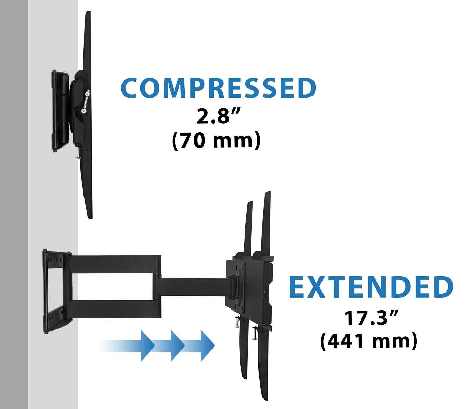 Mount-It! Full Motion TV Wall Mount with 17.3" Extending Swivel Arm | VESA Compatible 400x400 and 600x400, Fits 32 35 40 45 50 55 60 65 Inch | 110 Lbs Capacity