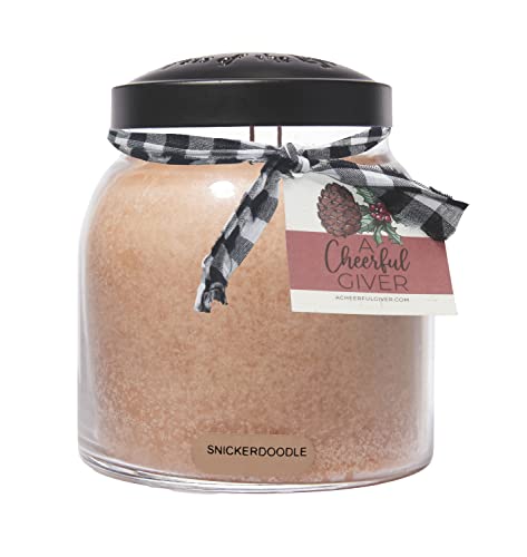 A Cheerful Giver — Snickerdoodle - 34oz Papa Scented Candle Jar with Lid - Keepers of the Light - 155 Hours of Burn Time, Gift for Women, Brown