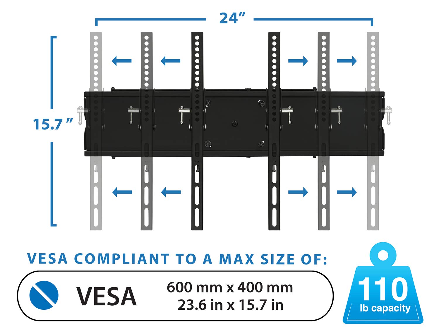 Mount-It! Full Motion TV Wall Mount with 17.3" Extending Swivel Arm | VESA Compatible 400x400 and 600x400, Fits 32 35 40 45 50 55 60 65 Inch | 110 Lbs Capacity