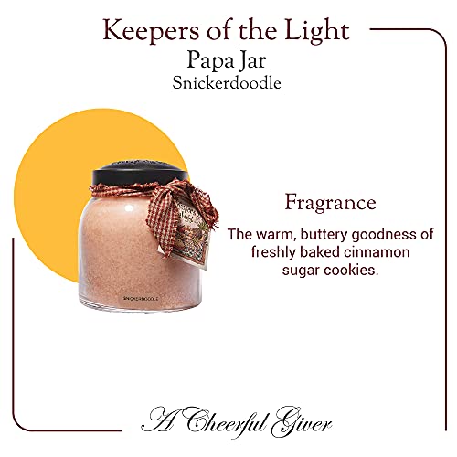 A Cheerful Giver โ Snickerdoodle - 34oz Papa Scented Candle Jar with Lid - Keepers of the Light - 155 Hours of Burn Time, Gift for Women, Brown