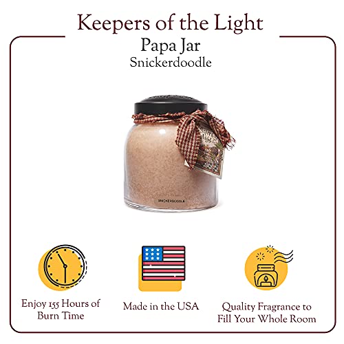 A Cheerful Giver โ Snickerdoodle - 34oz Papa Scented Candle Jar with Lid - Keepers of the Light - 155 Hours of Burn Time, Gift for Women, Brown