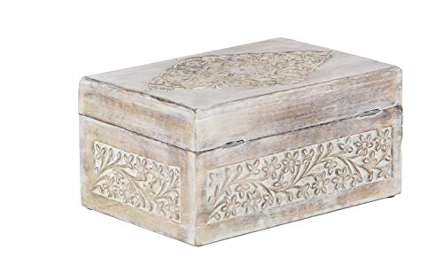 Deco 79 Mango Wood Floral Box with Hinged Lid, Set of 3 8", 10", 12"W, Brown