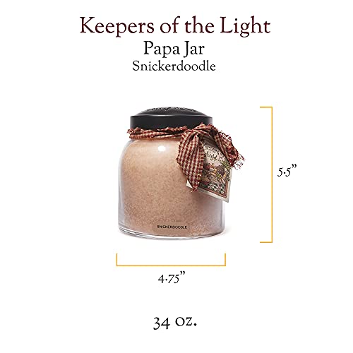 A Cheerful Giver โ Snickerdoodle - 34oz Papa Scented Candle Jar with Lid - Keepers of the Light - 155 Hours of Burn Time, Gift for Women, Brown