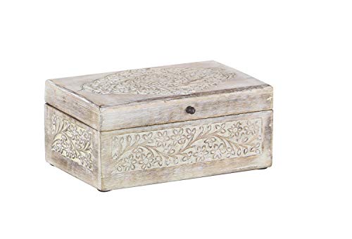 Deco 79 Mango Wood Floral Box with Hinged Lid, Set of 3 8", 10", 12"W, Brown