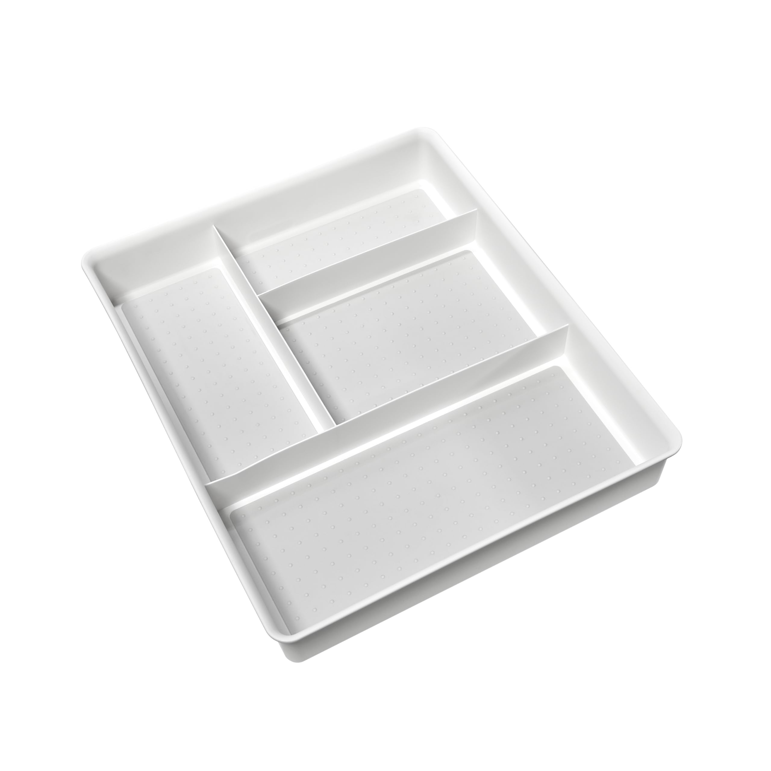 madesmart - 15222 Basic Gadget Tray Organizer - White | BASIC COLLECTION | 4-Compartments | Multi-Purpose Storage | Non-slip Lining | Easy to Clean | Durable | BPA-Free