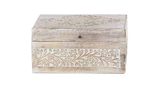 Deco 79 Mango Wood Floral Box with Hinged Lid, Set of 3 8", 10", 12"W, Brown