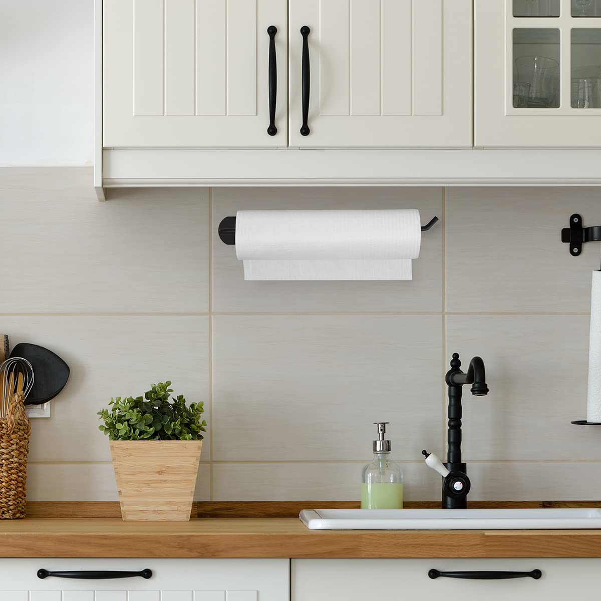 KSWLLO Paper Towel Holder Under Cabinet, Stick on Wall Paper Towel Stand, SUS304 Stainless Steel Space Saver Drill Paper Towel Holder for Kitchen, Bathroom, Cabinets