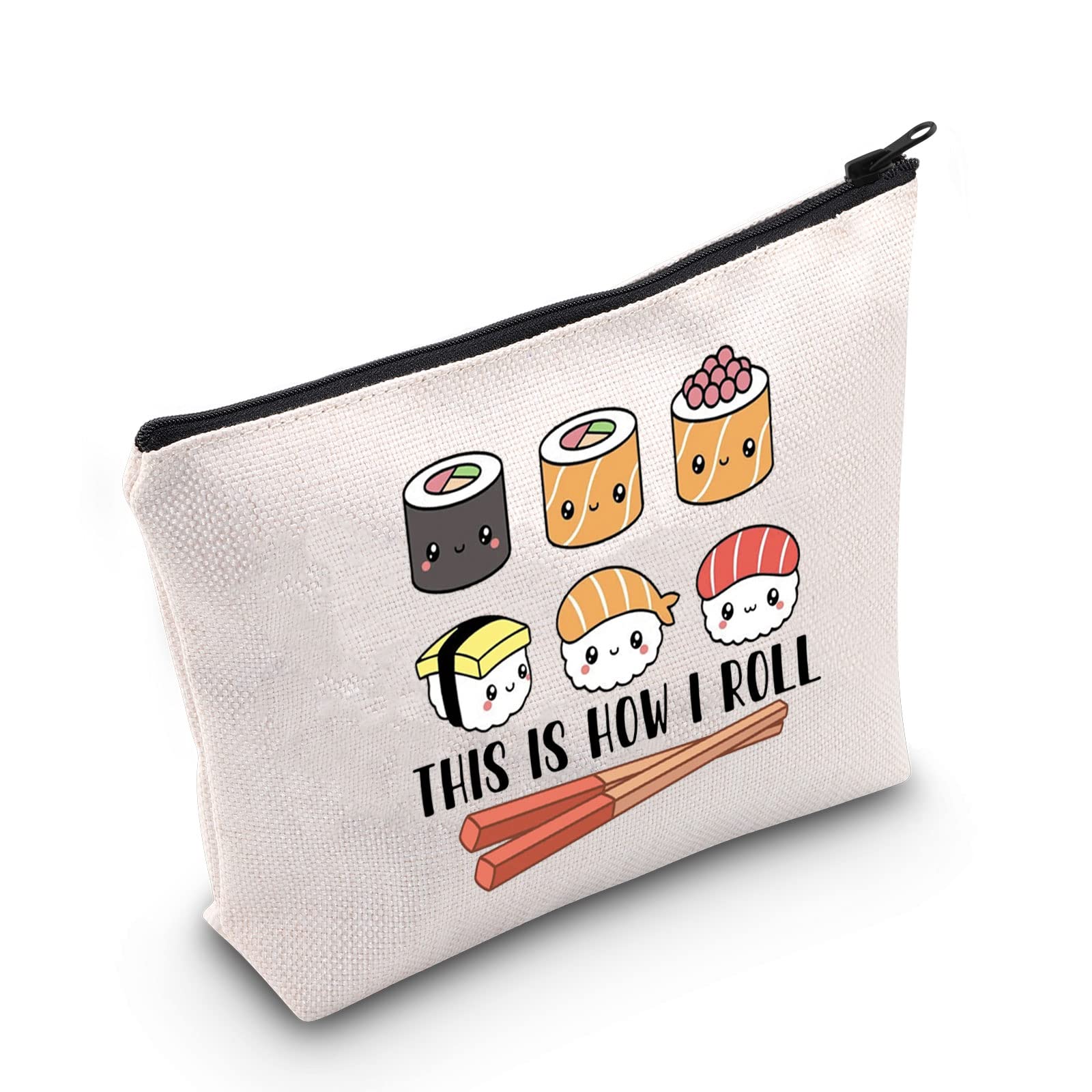 POFULL Sushi Lover Gift This Is How I Roll Cosmetic Bag Sushi Party Gift Japanese Cuisine Sushi Lover Gift (Sushi bag)