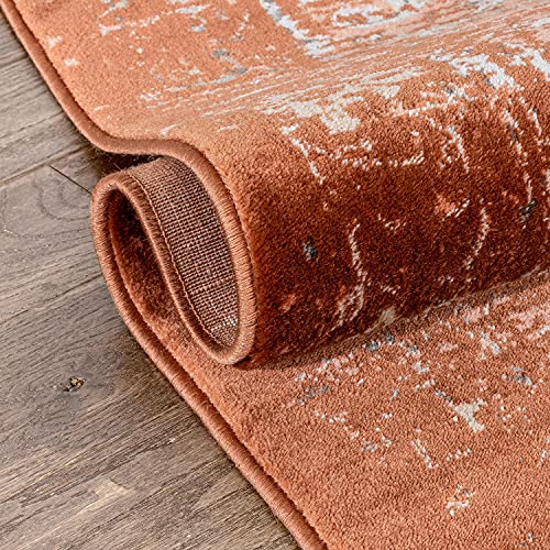 Well Woven Elle Copper Persian Vintage Shiraz (3'11" x 5'3") Area Rug Red Distressed Rust Modern Oriental Carpet