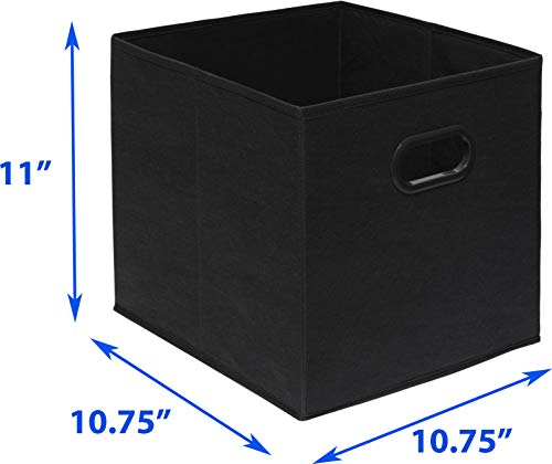 6 Pack - SimpleHouseware Foldable Cube Storage Bin with Handle, Black