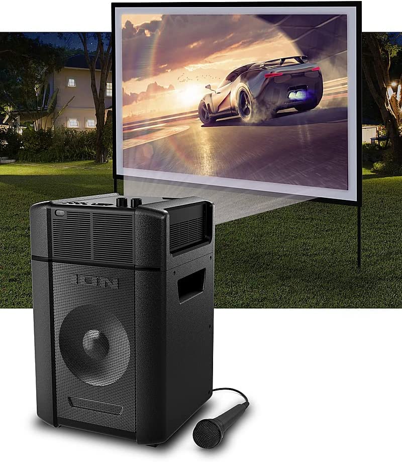 ION Projector Bluetooth 30-150" Battery Indoor-Outdoor-Karaoke-Speaker HDMI (Renewed)