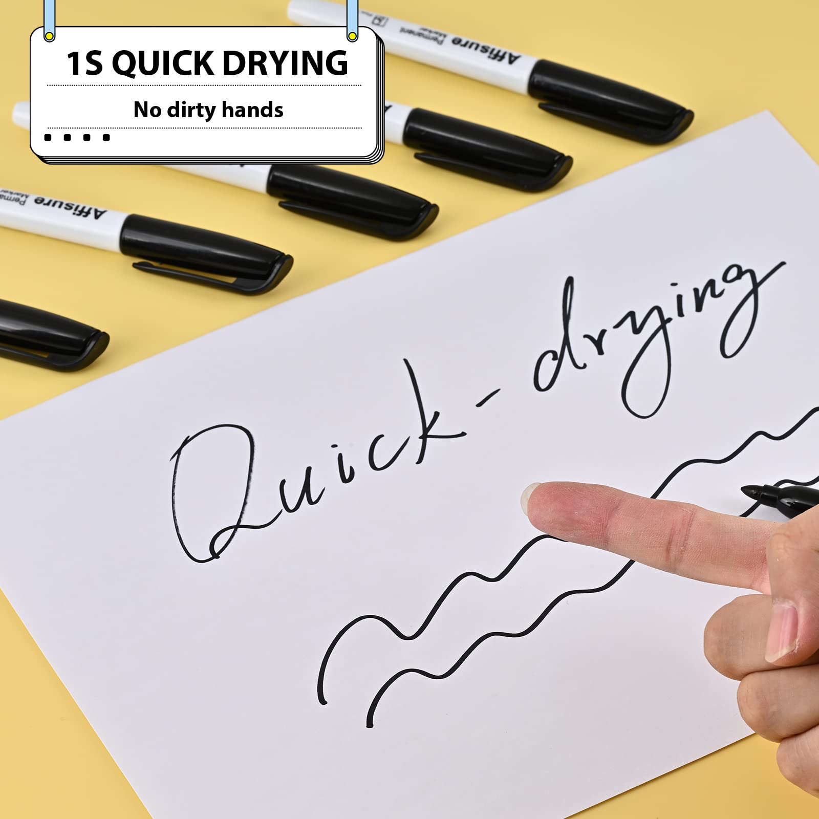 Permanent markers, 100 packs permanent markers bulk, quick drying in one second, waterproof, smooth, not easy to erase, durable, can be marked on glass, tiles and cloth, office supplies