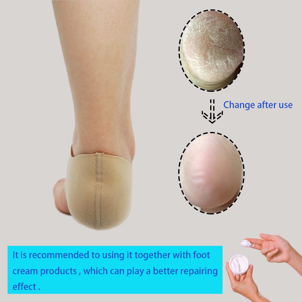 Moisturizing Socks 2 Pairs for Cracked Heel Repairs, Heel Protectors for Stocking Stuffers, Gel Socks Large Area to Protect Your Heel, Flesh