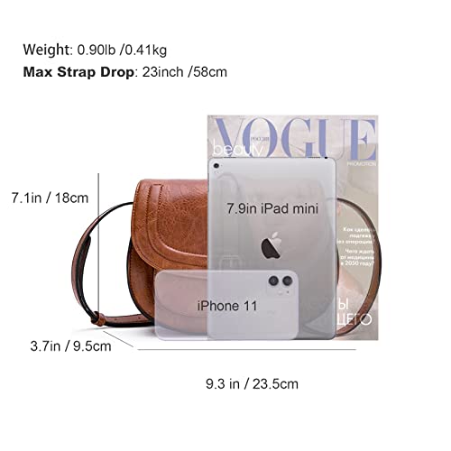 Crossbody Bags for Women,Small Saddle Purse and Boho Cross body Handbags,Vegan Leather,Brown