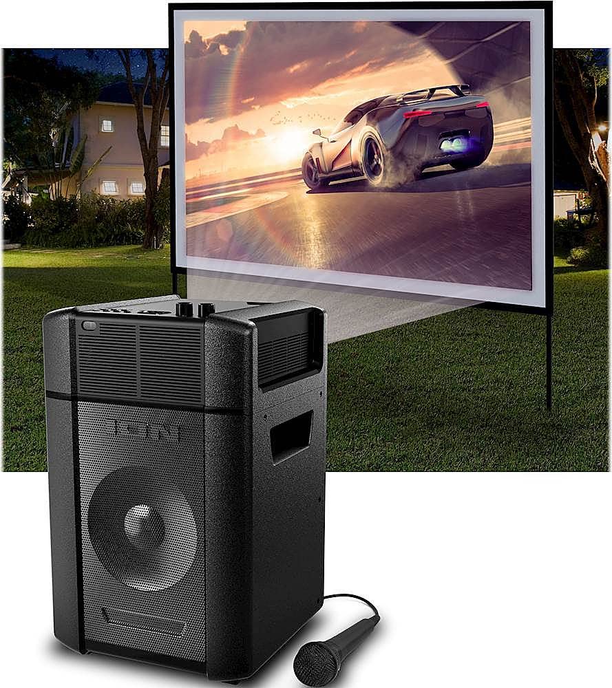 ION Projector Bluetooth 30-150" Battery Indoor-Outdoor-Karaoke-Speaker HDMI (Renewed)