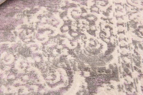 Unique Loom Traditional Classic Intricate Design with Distressed Vintage Detail, Area Rug, 3 ft 3 in x 5 ft 3 in, Purple/Ivory