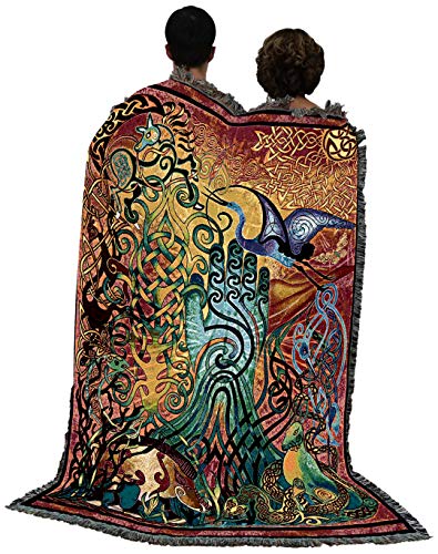 Pure Country Weavers Awen Blanket by Jen Delyth - Celtic Gift Tapestry Throw Woven from Cotton - Made in The USA (72x54)