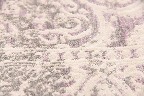 Unique Loom Traditional Classic Intricate Design with Distressed Vintage Detail, Area Rug, 3 ft 3 in x 5 ft 3 in, Purple/Ivory