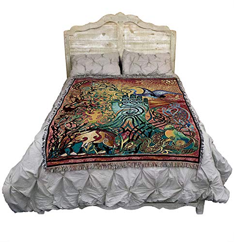Pure Country Weavers Awen Blanket by Jen Delyth - Celtic Gift Tapestry Throw Woven from Cotton - Made in The USA (72x54)
