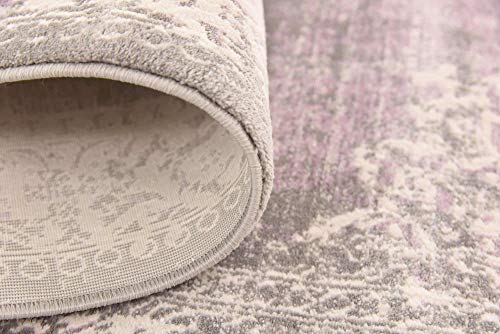Unique Loom Traditional Classic Intricate Design with Distressed Vintage Detail, Area Rug, 3 ft 3 in x 5 ft 3 in, Purple/Ivory