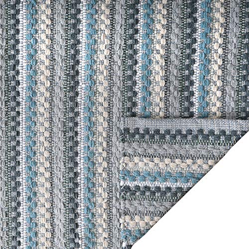 Area Rugs 2x3'- Aqua Combo in Chenille Yarn with Soft Absorbent,Handmade from Cotton, Unique for Bedroom, Living Room, Kitchen, Nursery and More,Entry Way Rug,Kitchen Rug