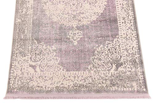 Unique Loom Traditional Classic Intricate Design with Distressed Vintage Detail, Area Rug, 3 ft 3 in x 5 ft 3 in, Purple/Ivory