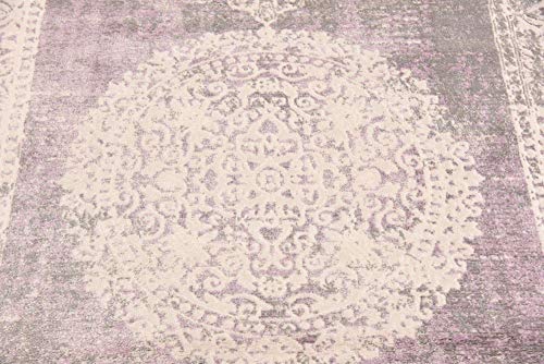 Unique Loom Traditional Classic Intricate Design with Distressed Vintage Detail, Area Rug, 3 ft 3 in x 5 ft 3 in, Purple/Ivory