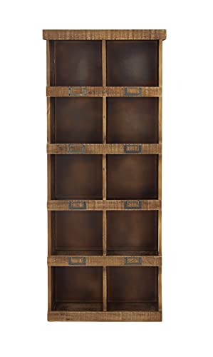 Deco 79 Wood 8 Cubbies Wall Shelf, 18" x 7" x 42", Brown