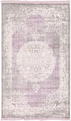 Unique Loom Traditional Classic Intricate Design with Distressed Vintage Detail, Area Rug, 3 ft 3 in x 5 ft 3 in, Purple/Ivory