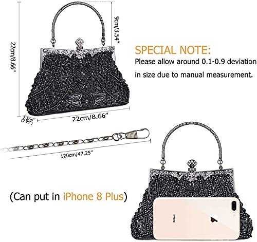 LIFEWISH 1920s Evening bags Unique Sequin Beaded Clutch Purses for Cocktail Wedding Party Prom