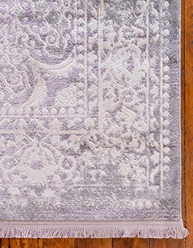 Unique Loom Traditional Classic Intricate Design with Distressed Vintage Detail, Area Rug, 3 ft 3 in x 5 ft 3 in, Purple/Ivory
