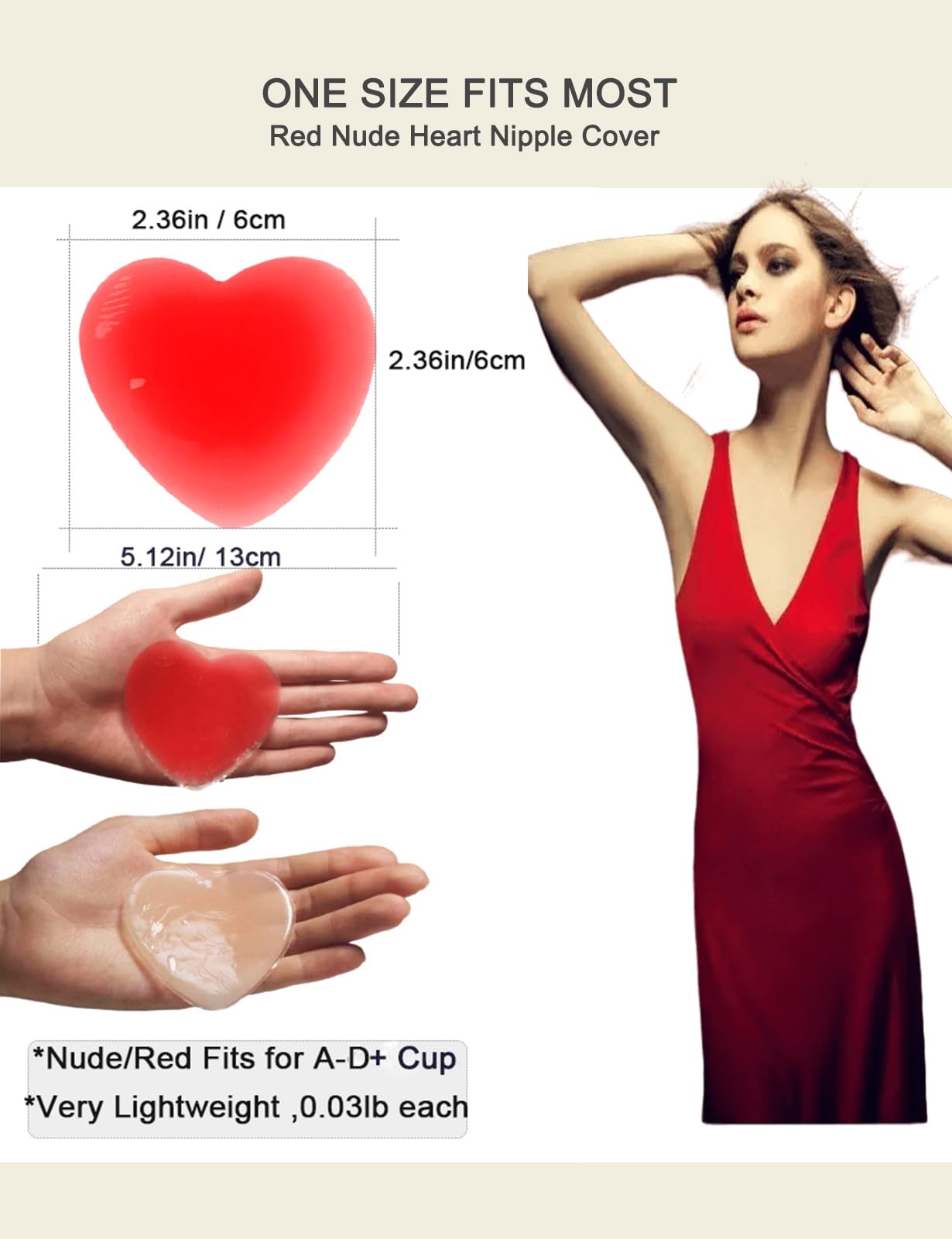 Kelivy Pasties Nipple Covers Rave, Red Heart Thin Nipple Pasties Adhesive Silicone Reusable Stickers Petals for Women 2 Pairs