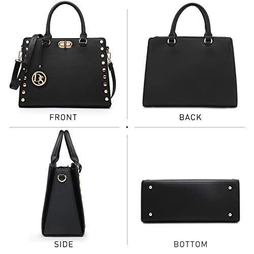 Dasein Purses and Handbags for Women Satchel Shoulder Bag Work Tote Top Handle Purse with Matching Wallet (Black)