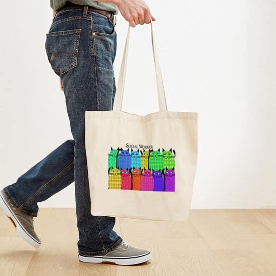 CafePress Social Worker Cats Horizi Blanket Tote-Bag Natural Canvas Tote-Bag,Shopping-Bag