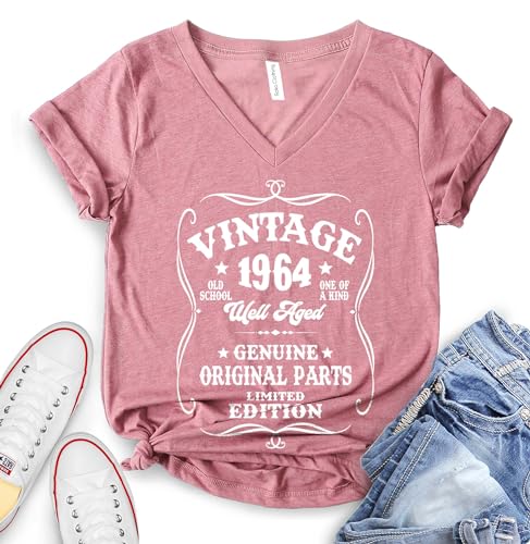 ROKO CLOTHING Vintage Well Aged 1964 Shirts Short Sleeve Letter Printed Graphic 60th Birthday Gift for Men, Women
