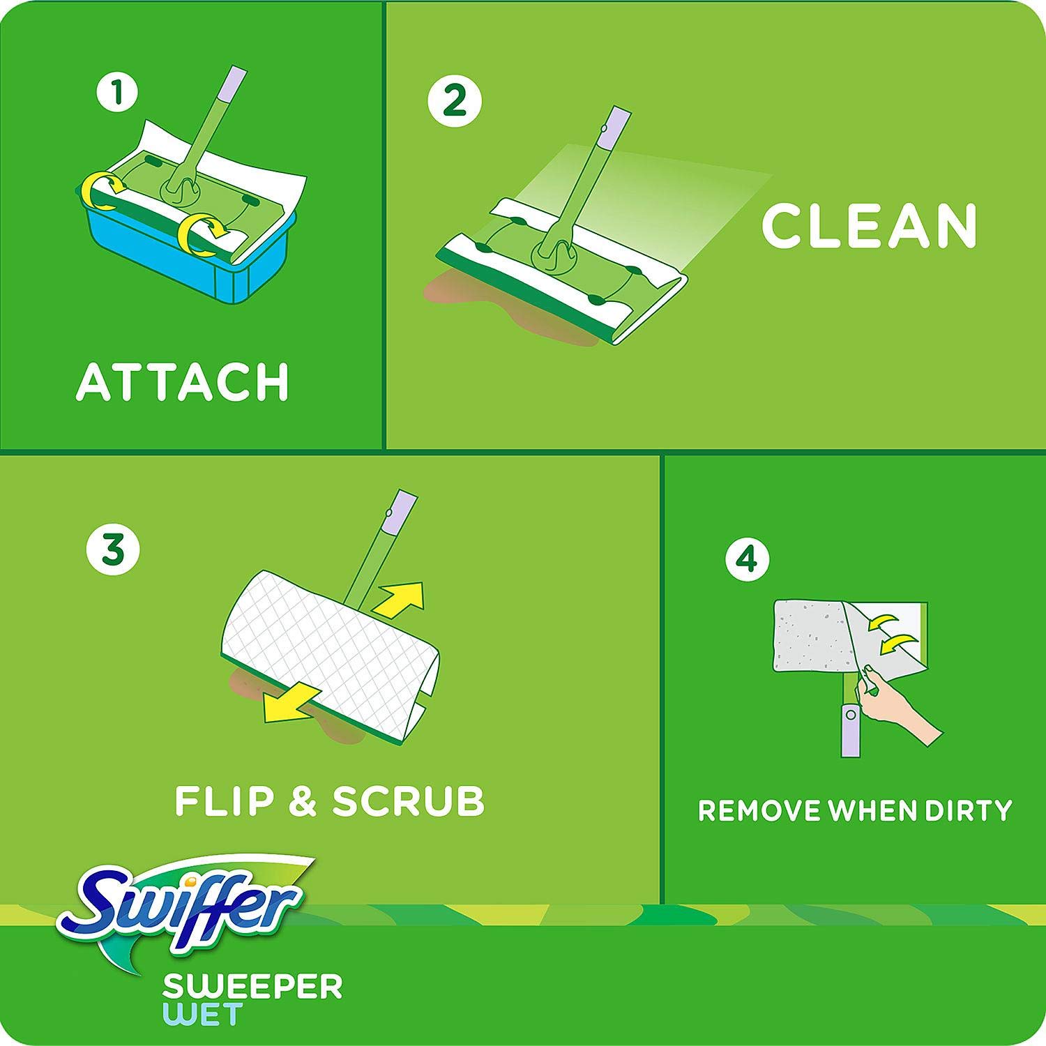 Swiffer Sweeper Wet Cloth Refill, White 60 Count