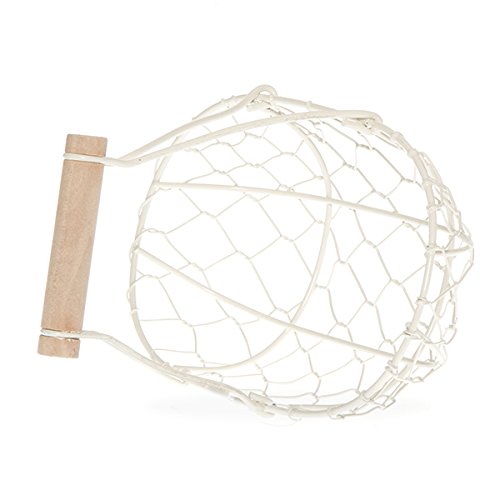 The Lucky Clover Trading Small Oblong Wire Mesh Fixed Handle Basket, Cream